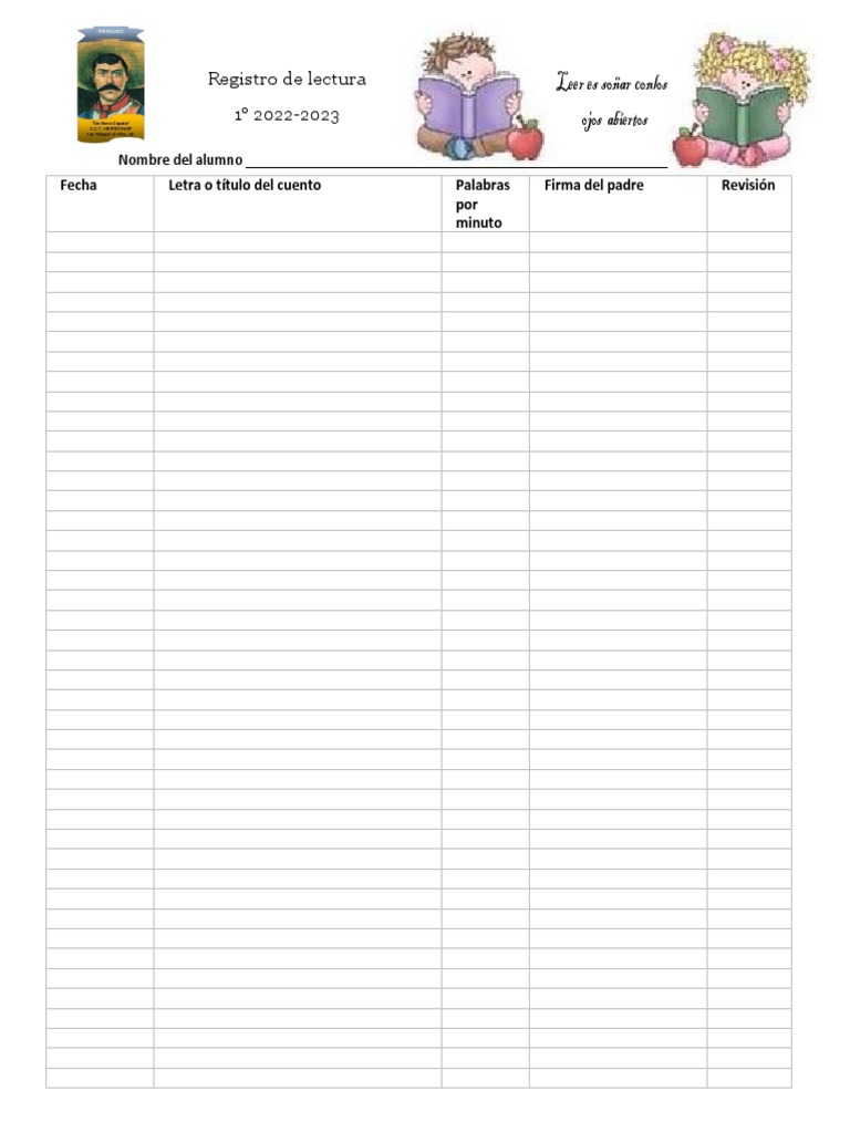 Registro de Lectura 1° | PDF