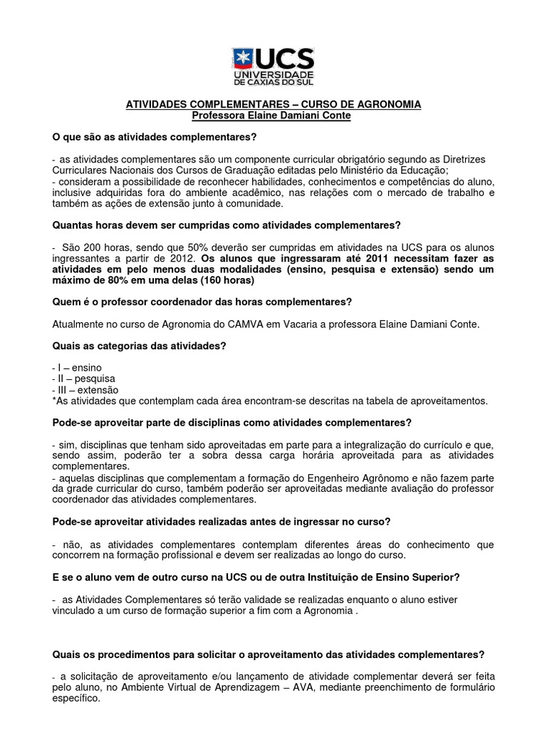 Atividades Complementares Pdf Ensino Superior