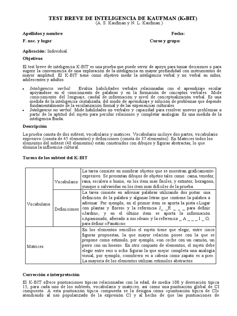 Formato Tecnico K.BIT | PDF | Estudios de idiomas extranjeros | Ciencia ...