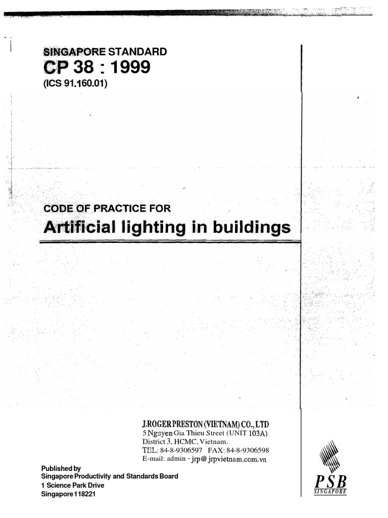 SS-CP-38-1999 - CP For Artificial Lighting in Buildings | PDF | Lighting | Incandescent Light Bulb