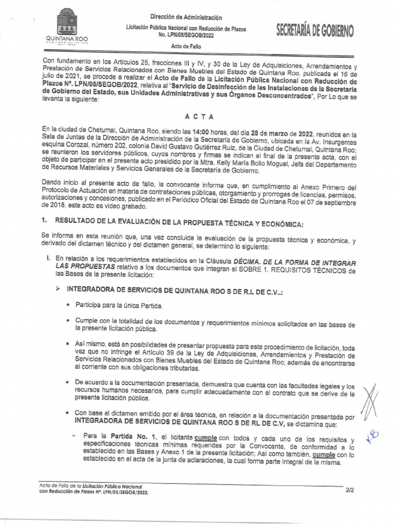 Acta Fallo LPN05 2022 PDF | PDF