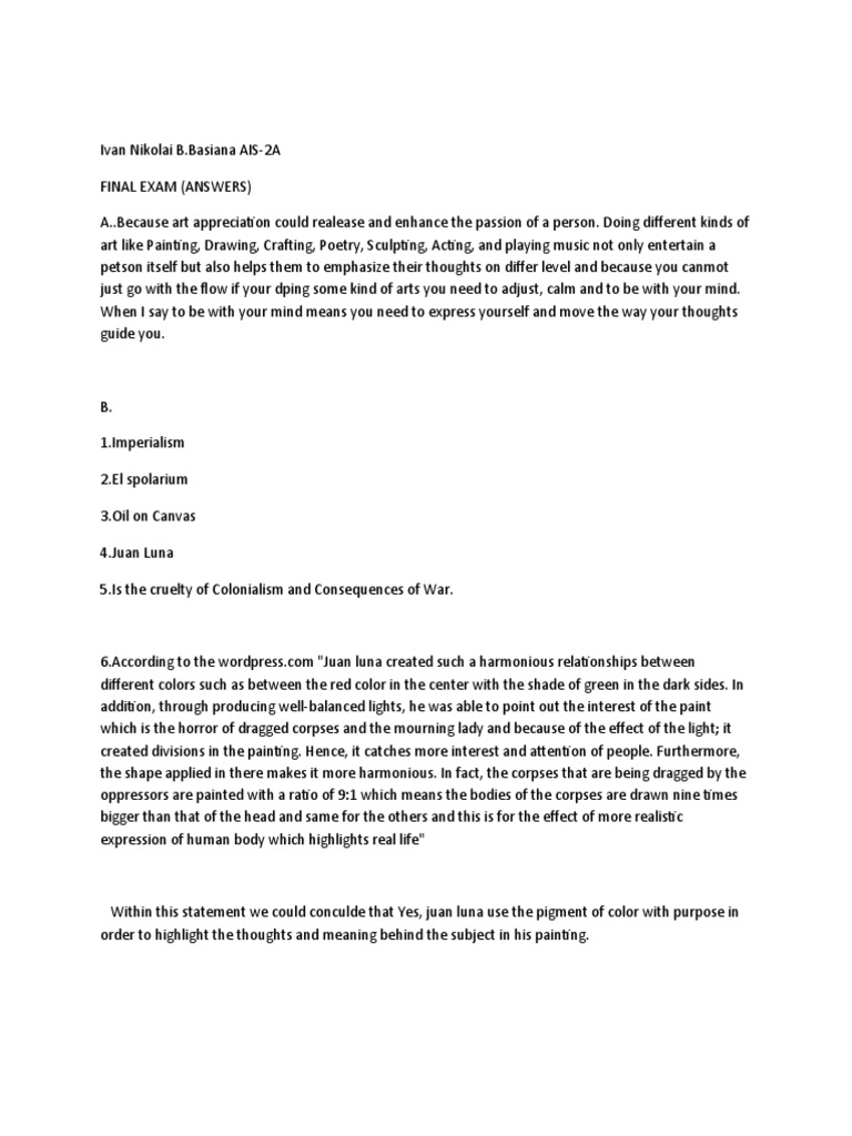 Final Exam Art | PDF | Paintings