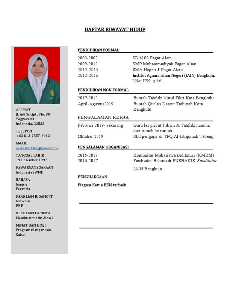 Contoh CV PDF Bahasa | PDF