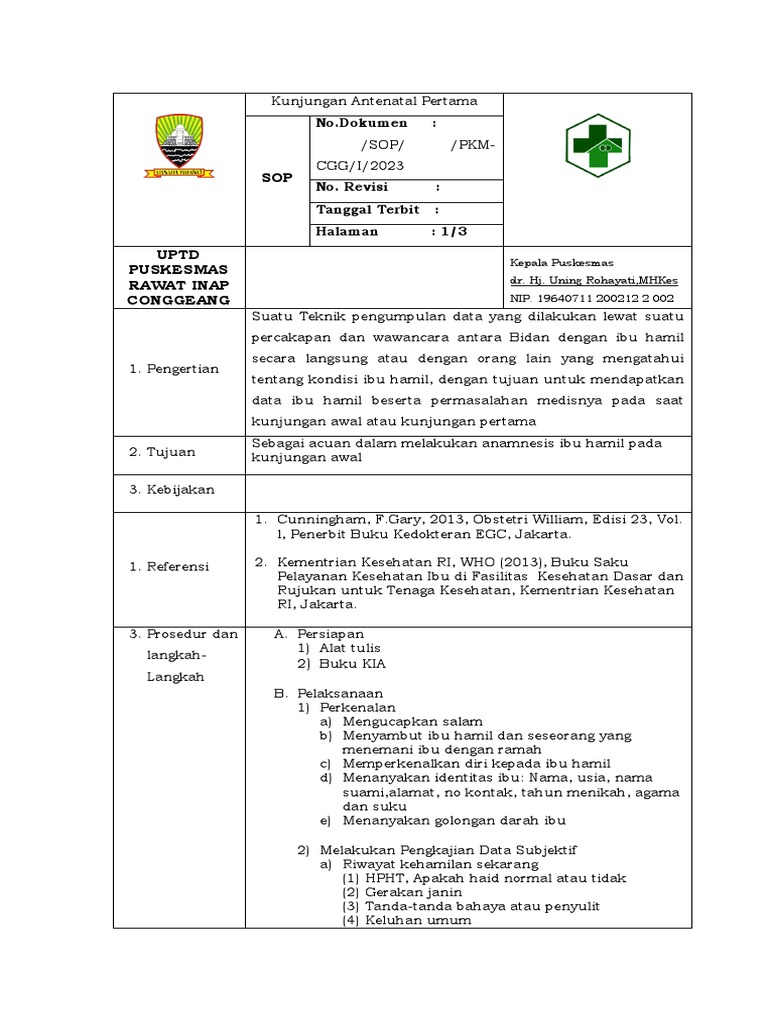 Sop Kunjungan Anc Pertama | PDF | Pengembangan Diri | Sains & Matematika