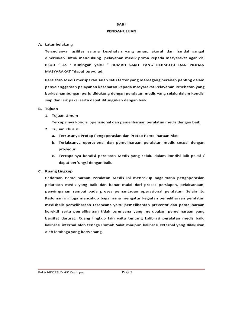 Pedoman Pemeliharaan Peralatan Medis | PDF