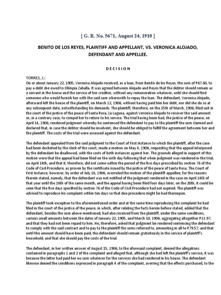 Delos Reyes V Alejado Case Digest FINAL | PDF | Judgment (Law) | Complaint