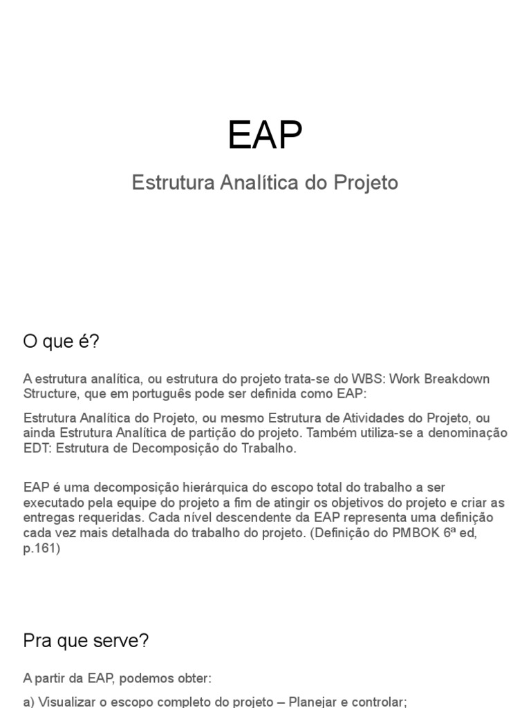 Estrutura Analítica do Projeto (EAP) | PDF