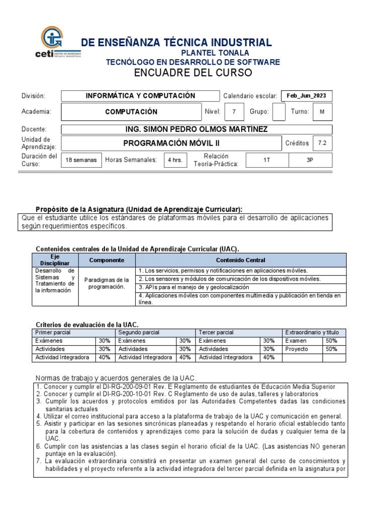 Encuadre | PDF | Plan de estudios | Software de la aplicacion