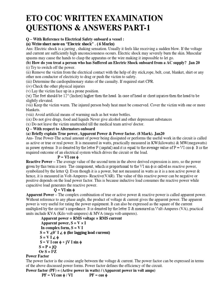 Eto Coc Written Examination Questions & Answers Part-1 | Download Free PDF | Semiconductors | Ac ...