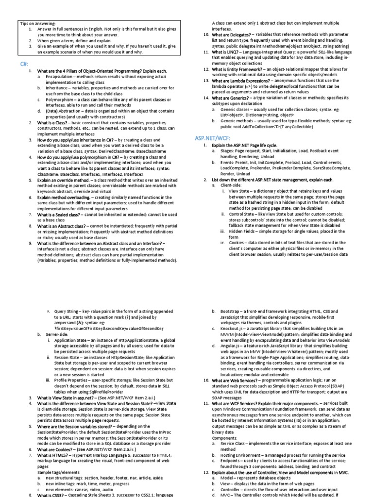 Sample Questions Cheat Sheet V2016 01 11 Pdf Database Index Class Computer Programming