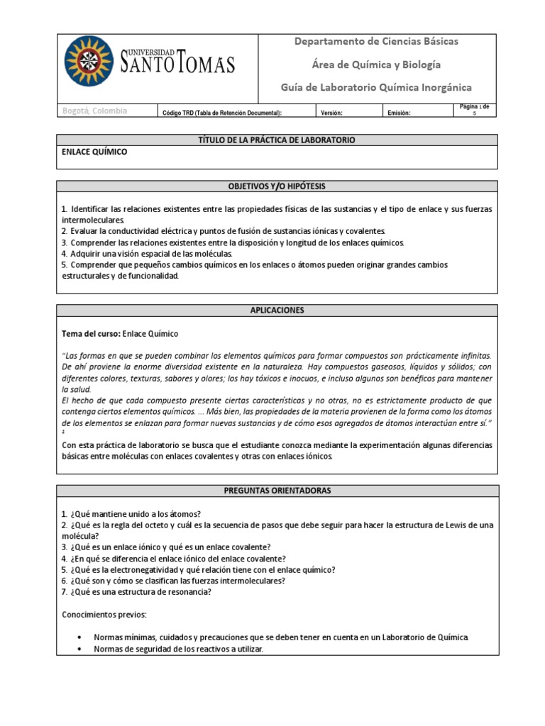 Guía #4 ENLACE QUÍMICO | Descargar gratis PDF | Enlace químico ...