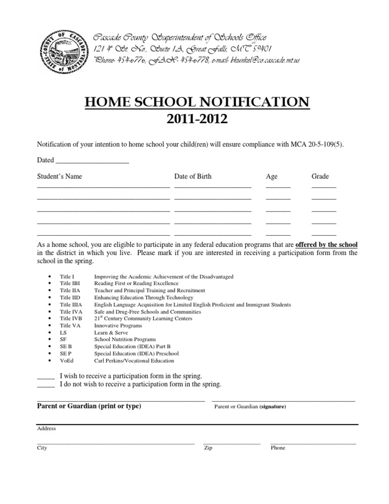 Home School Form | PDF | Social Science