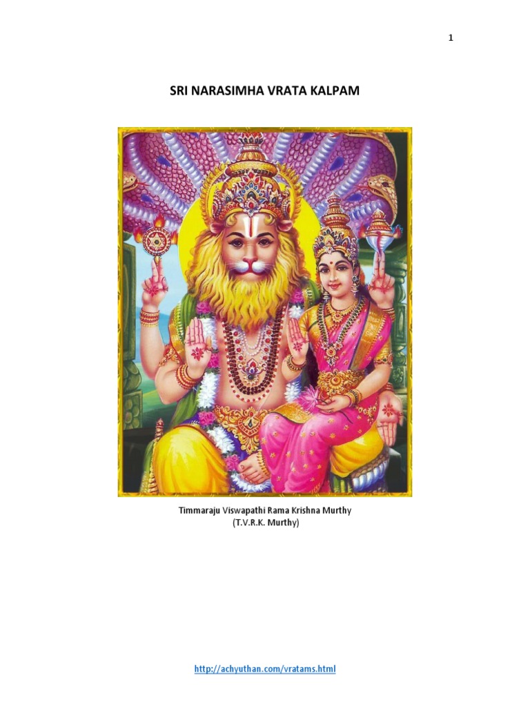 Sri Narasimha Vrata Kalpam English - Achyuthan | PDF | Indian Religions