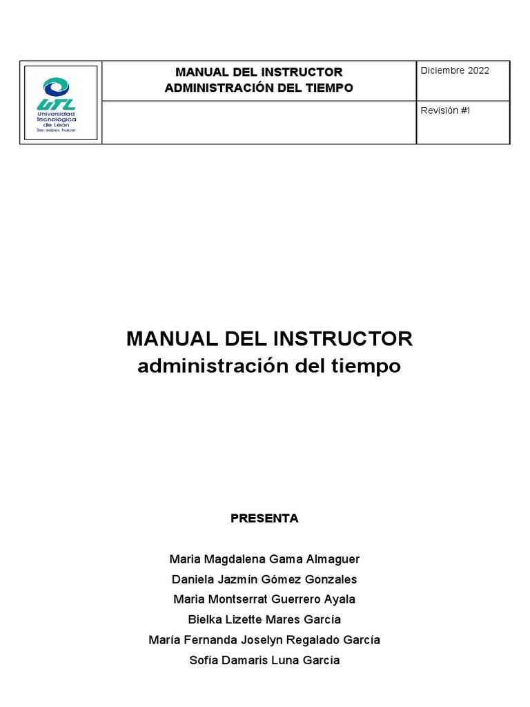Manual Del Instructor de Administracción Del Tiempo | PDF | Evaluación ...