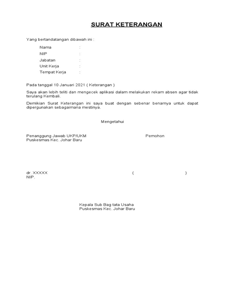 SURAT KETERANGAN.docx | PDF