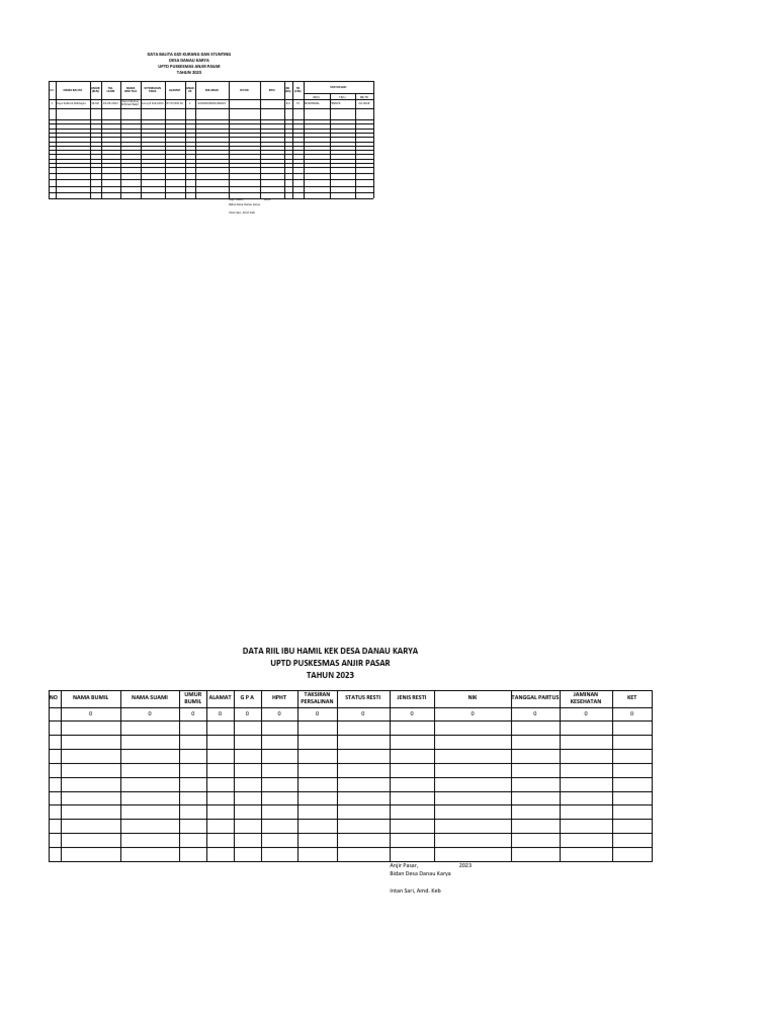 DANAU KARYA DATA BUMIL KEK BALITA GIZI KRG.xlsx | PDF
