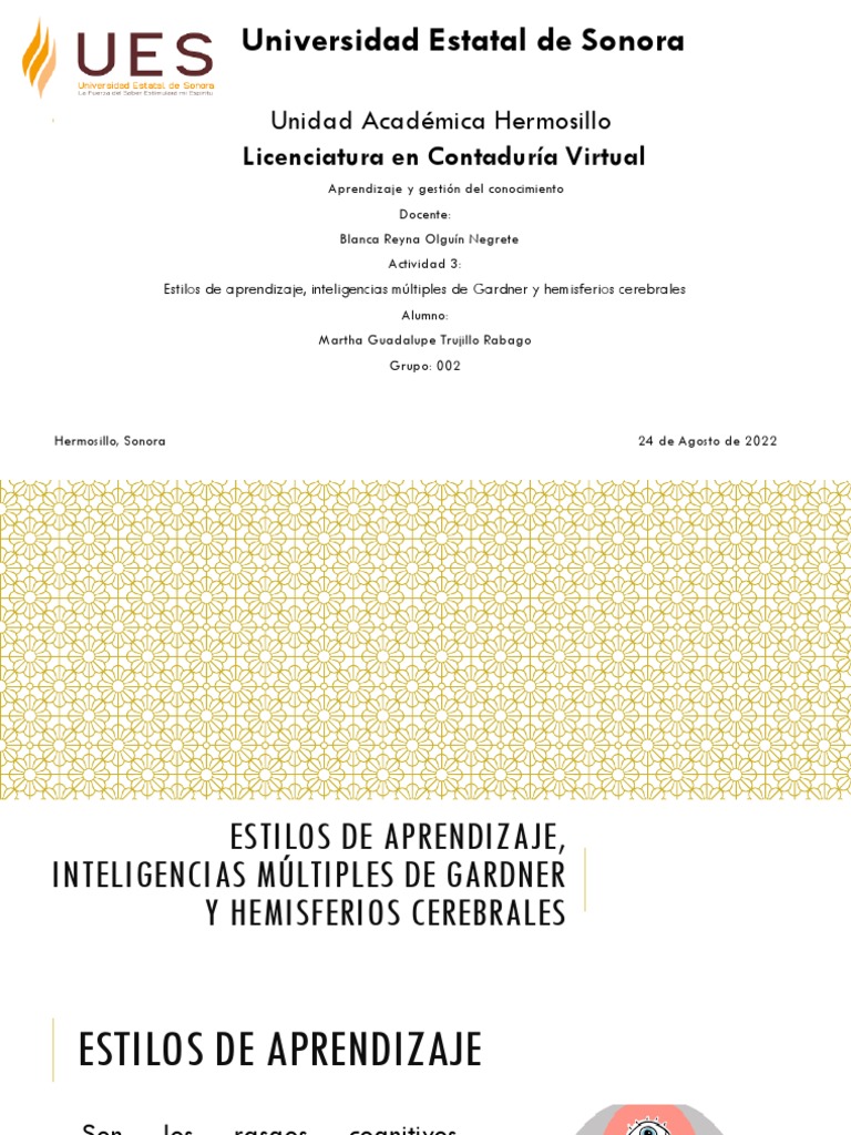 Act 3. Estilos de Aprendizaje e Inteligencias Multiples | PDF | Hemisferio cerebral | Aprendizaje