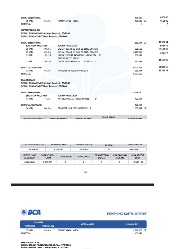 Hitungan CC BCA | PDF