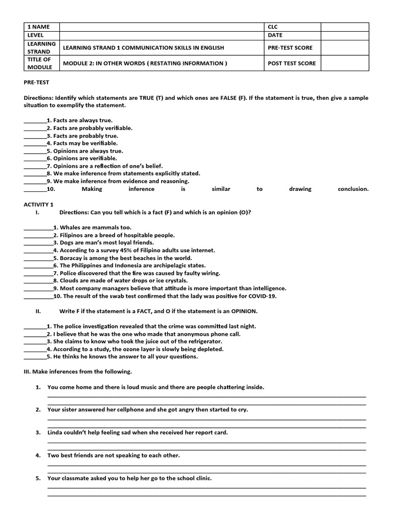 2022 - LS1 English Module 2 Als | PDF | Inference | Cognition