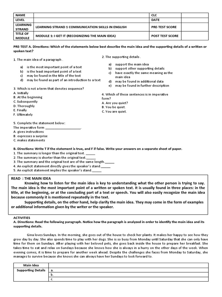 2022 - LS1 English Module 1 Als | PDF | Trees | Water