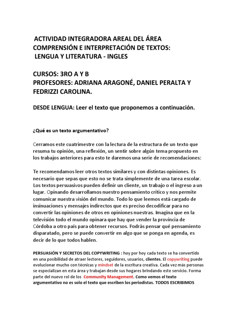 Actividad Integradora Lengua e Inglés | PDF | Ensayos