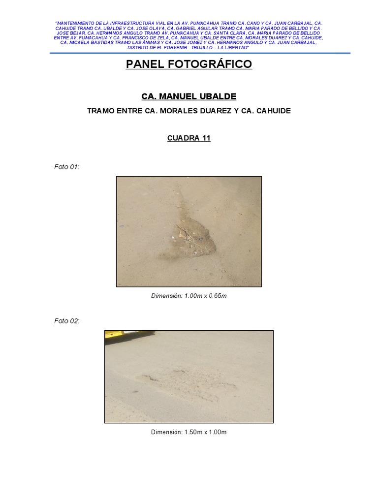 Panel Fotografico Calle Manuel Ubalde | PDF