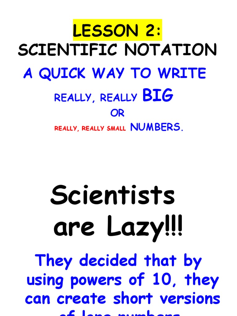 UNIT 3 Lessons 2 and 3 SCIENTIFIC NOTATION AND SIGNIFICANT FIGURES (1 ...