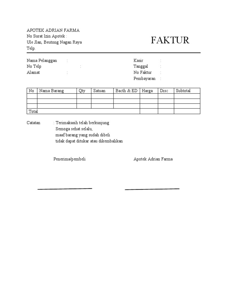 Faktur Apotek | PDF