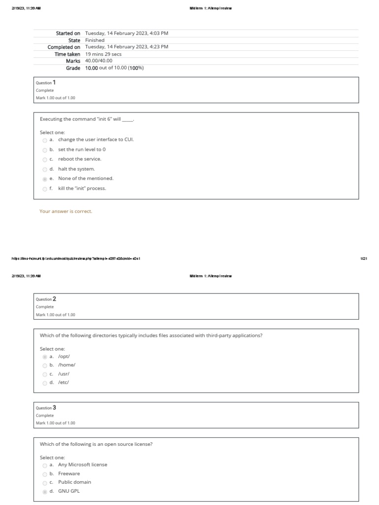 Midterm 1 - Attempt Review | PDF | File Transfer Protocol | Secure Shell