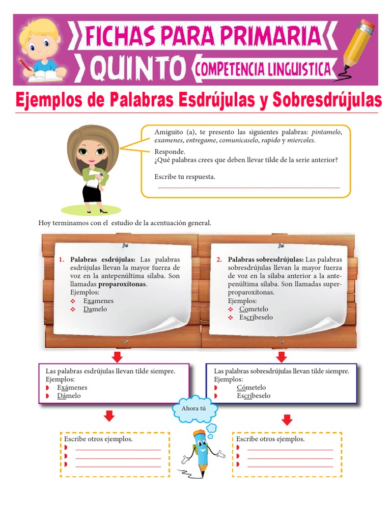 Ejemplos de Palabras Esdrújulas y Sobresdrújulas | PDF | Lingüística ...