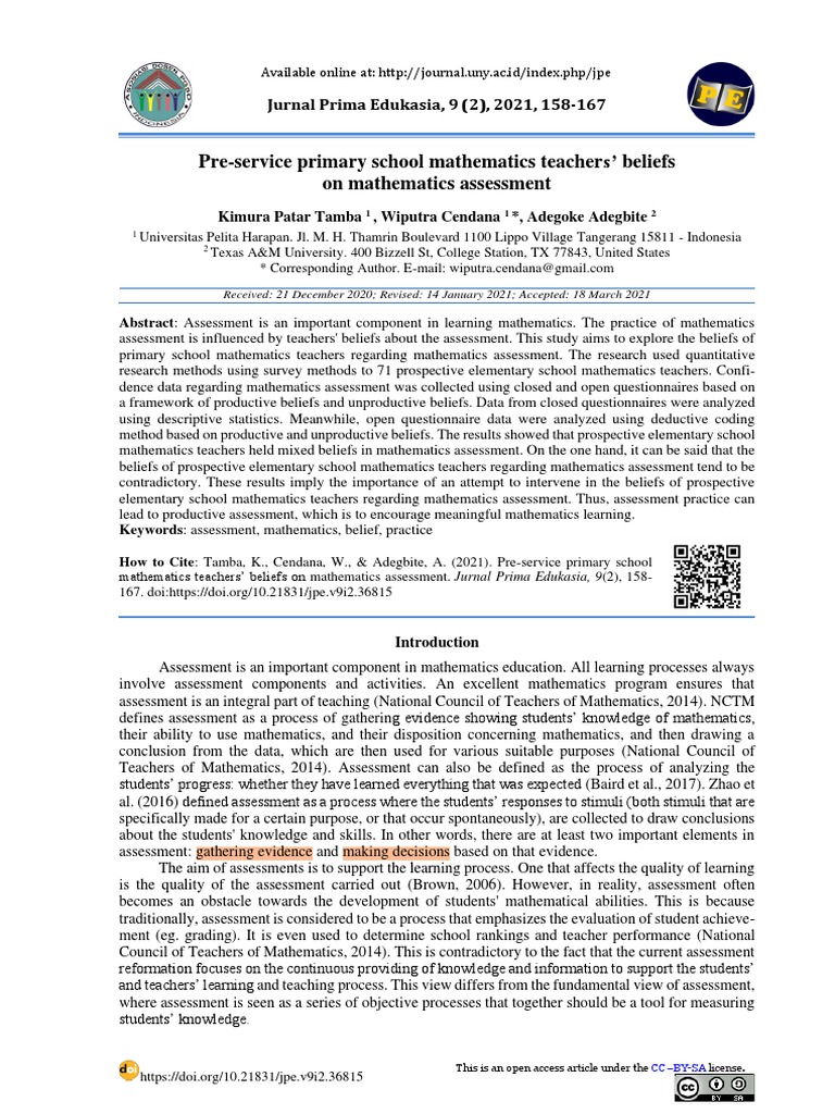 Pre-Service Teachers Assessment Beliefs | PDF | Educational Assessment ...