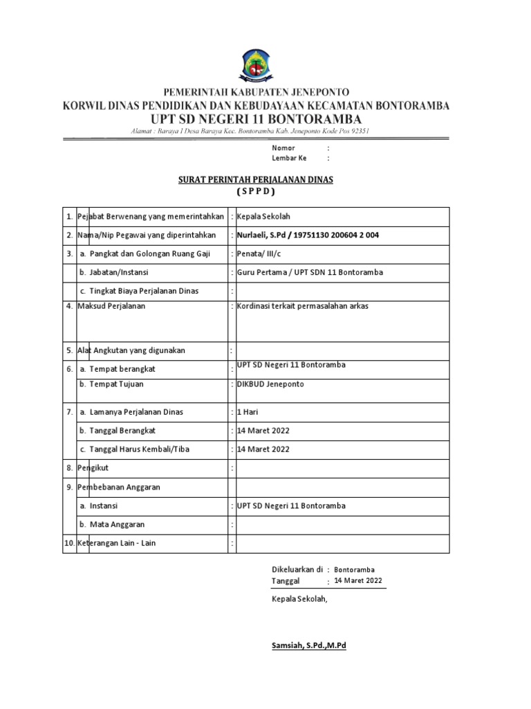 Contoh SPPD | PDF