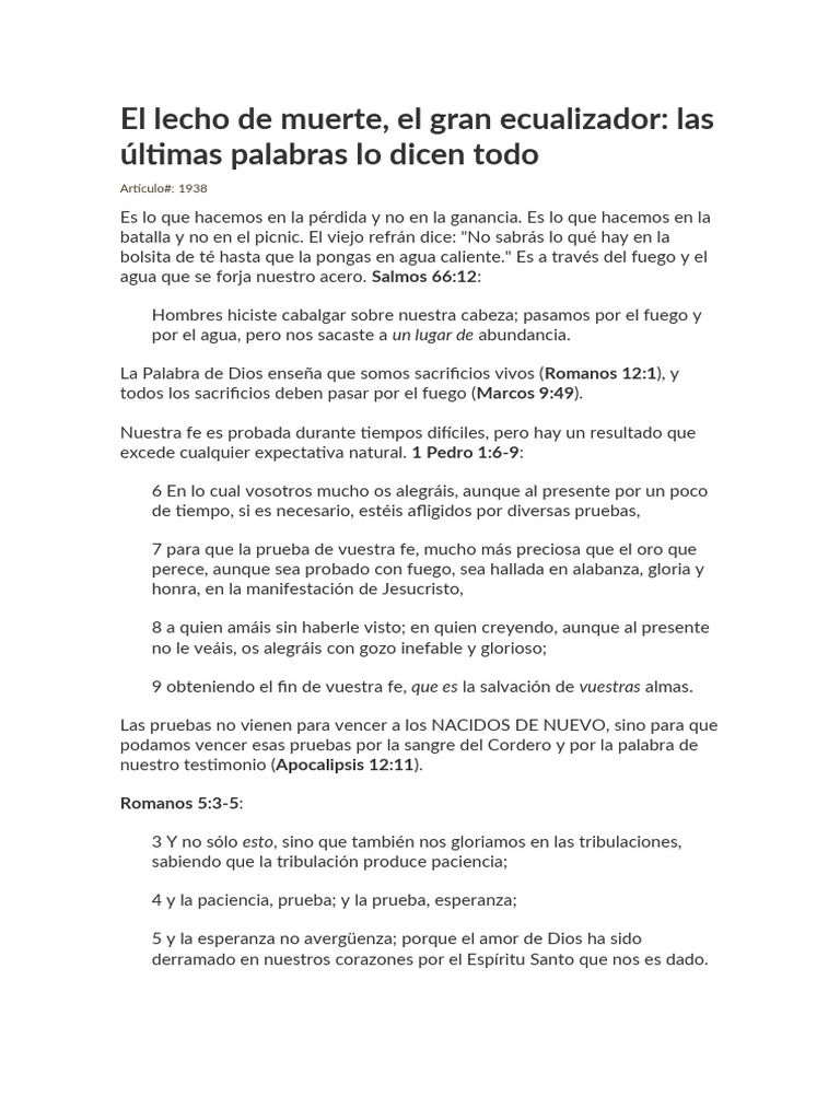 El Lecho de Muerte | PDF | Jesús | Dios