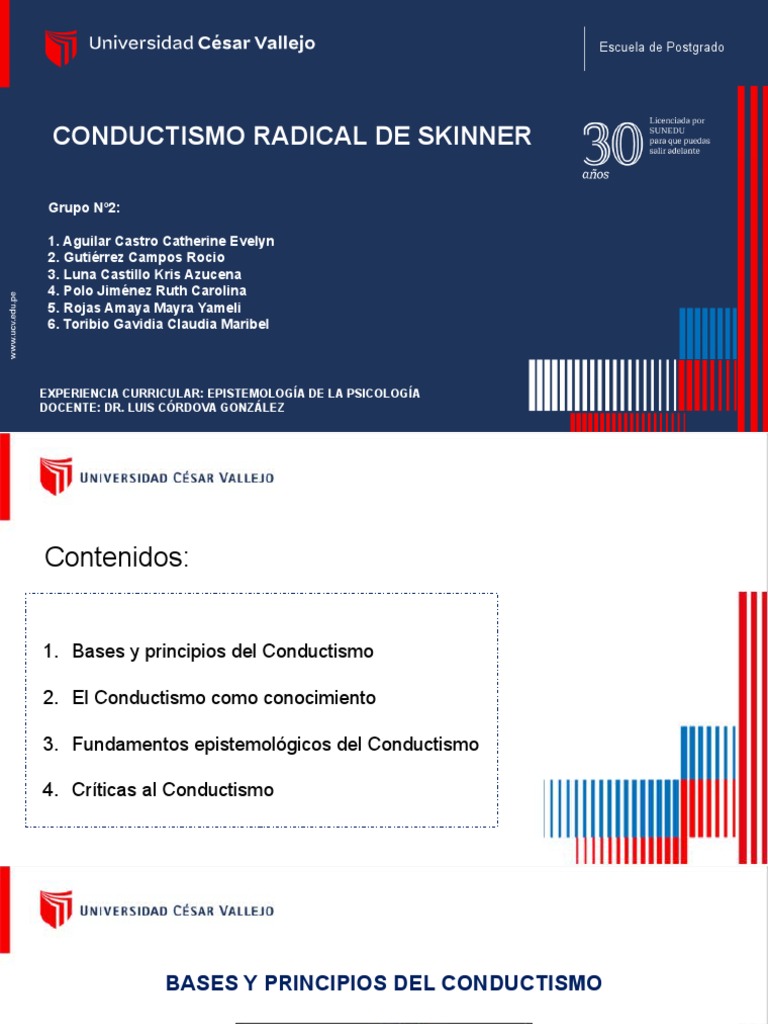 CONDUCTISMO RADICAL DE SKINNER - SEMANA - 7pptx | PDF | Behaviorismo | Comportamiento