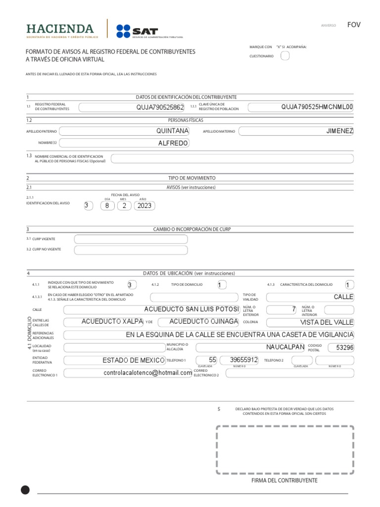 Formato DEL SAT LLENO PDF | Descargar gratis PDF | Gobierno | Gobierno ...