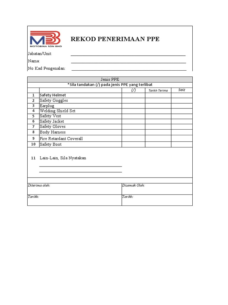 Rekod Penerimaan-Ppe | PDF
