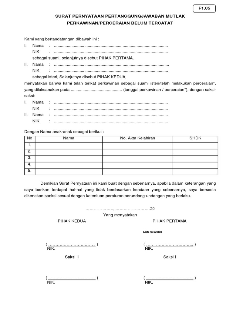 Formulir F1.05 PDF | PDF