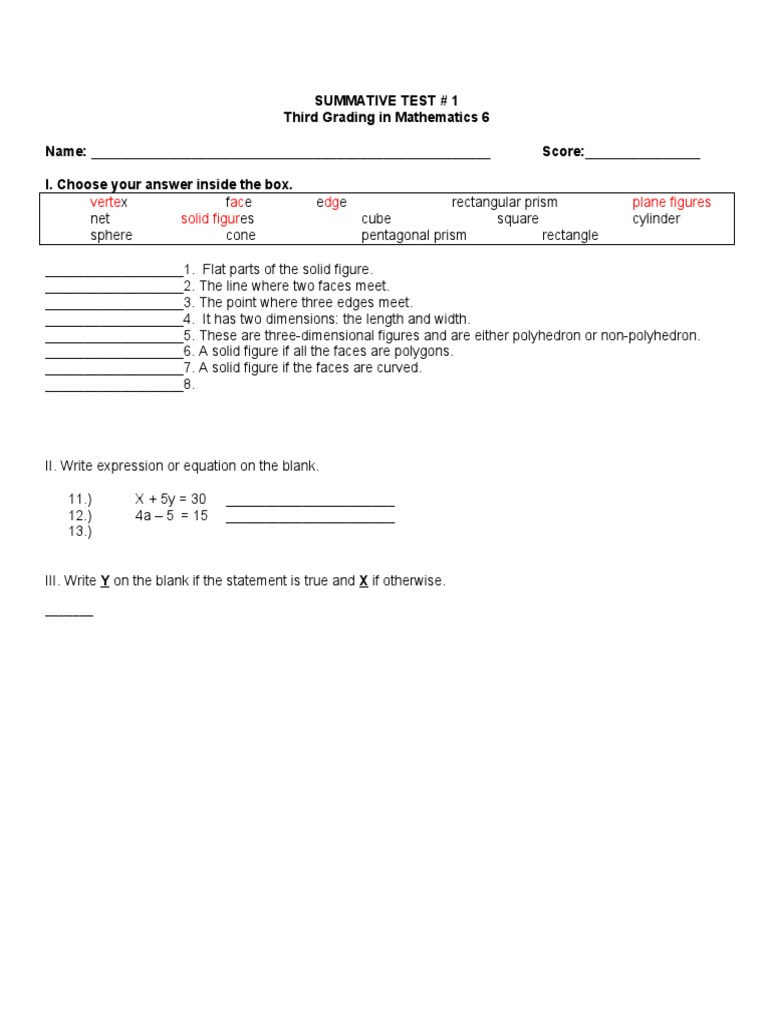 Summative Test | PDF