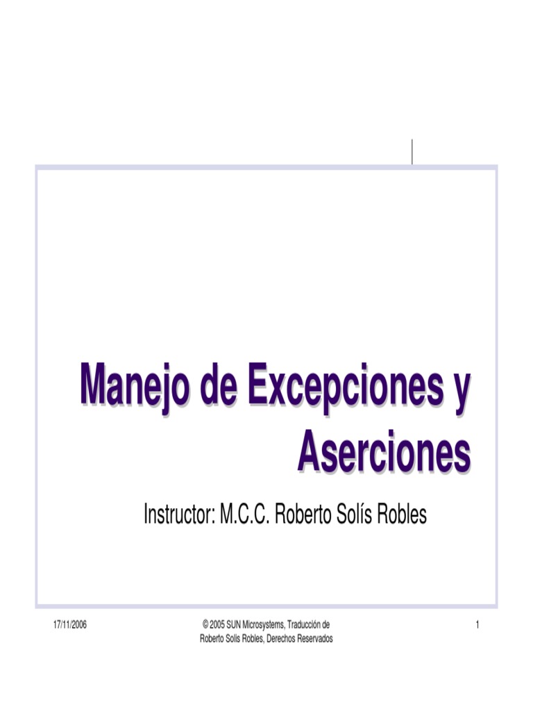 Manejo de Excepciones y Aserciones PDF | PDF | Programa de computadora ... Manejo de Excepciones y Aserciones PDF | PDF | Programa de computadora ...