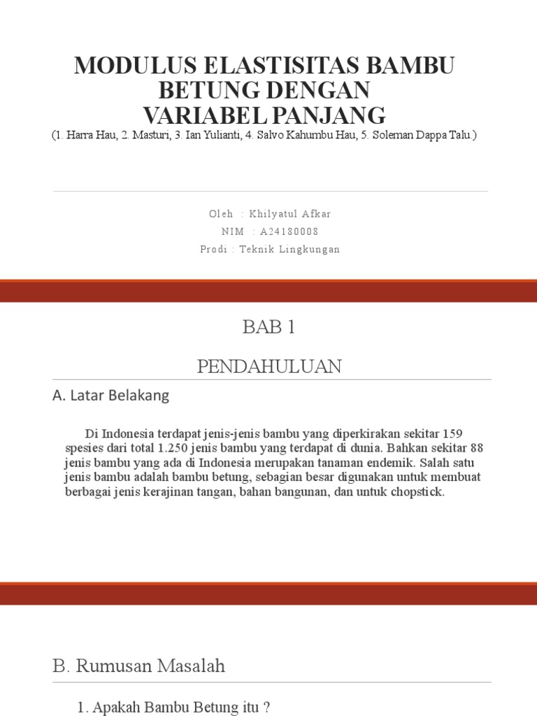 Modulus Elastisitas Bambu Betung | PDF