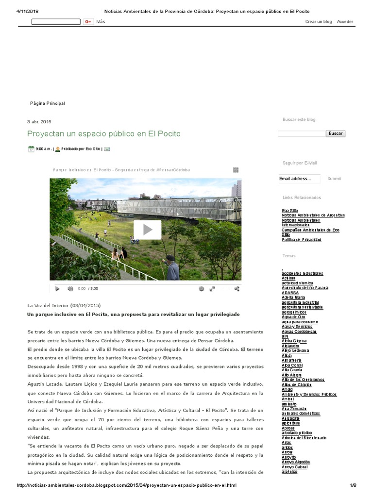 Proyectan Un Espacio Público en El Pocito | PDF | Ciencias de la Tierra ...