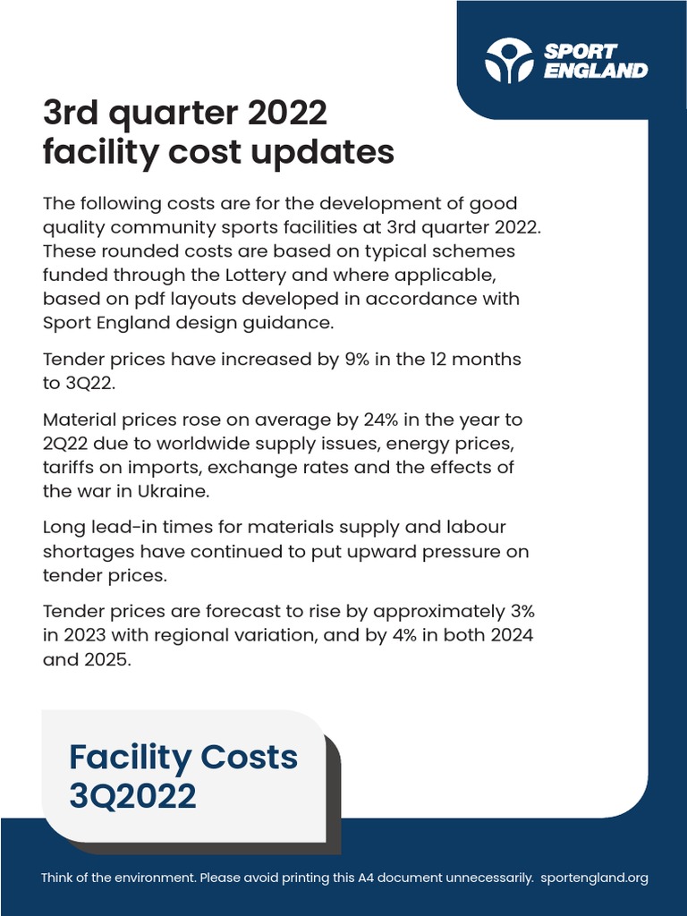 Facility Costs Update Q3 2022 | PDF | Sports