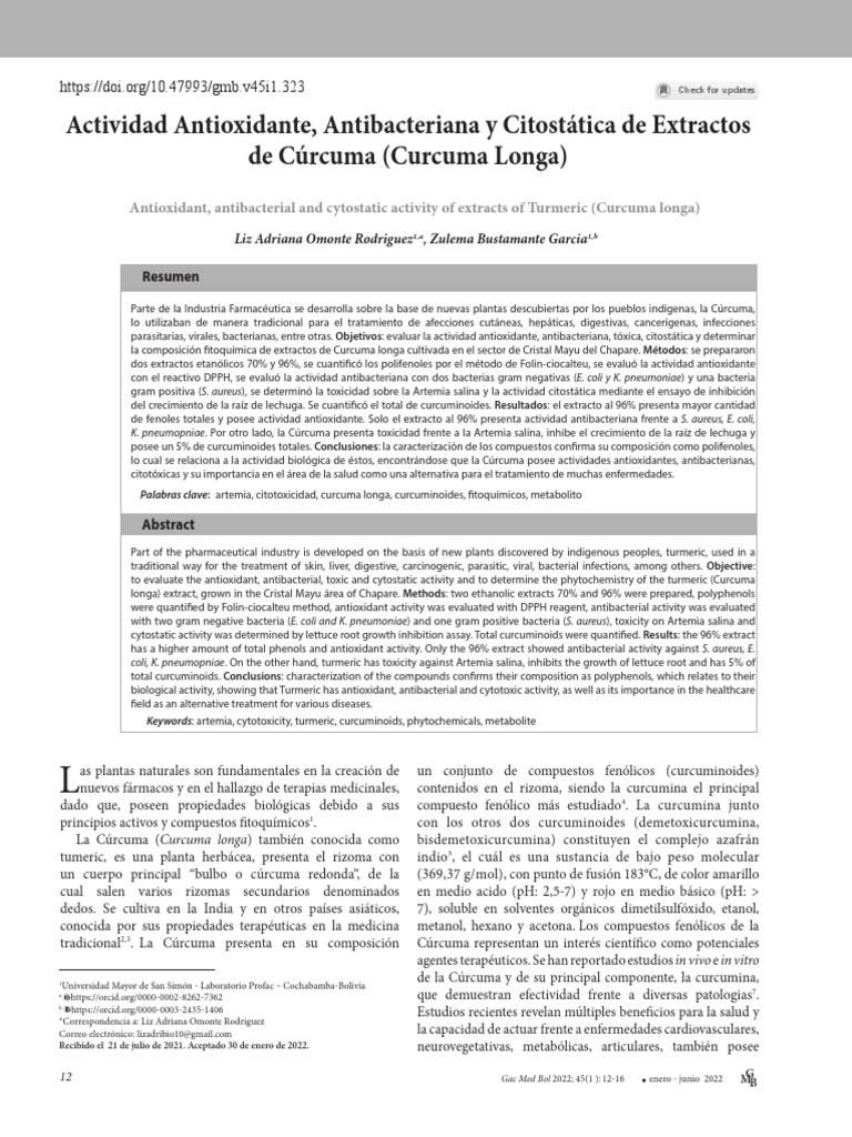 Curcuma Longa | PDF | Cúrcuma | Química