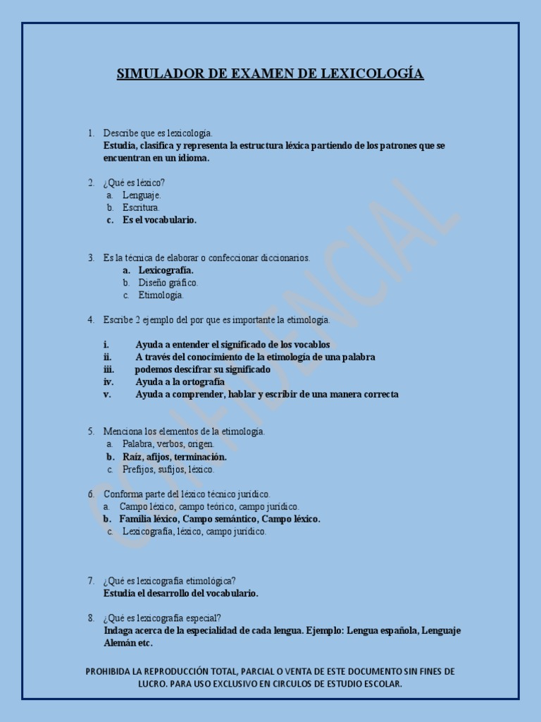 Simulador de Examen de Lexicología | PDF | Lexicografía | Léxico