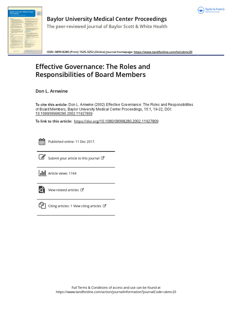 Effective Governance The Roles And Responsibilities Of Board Members