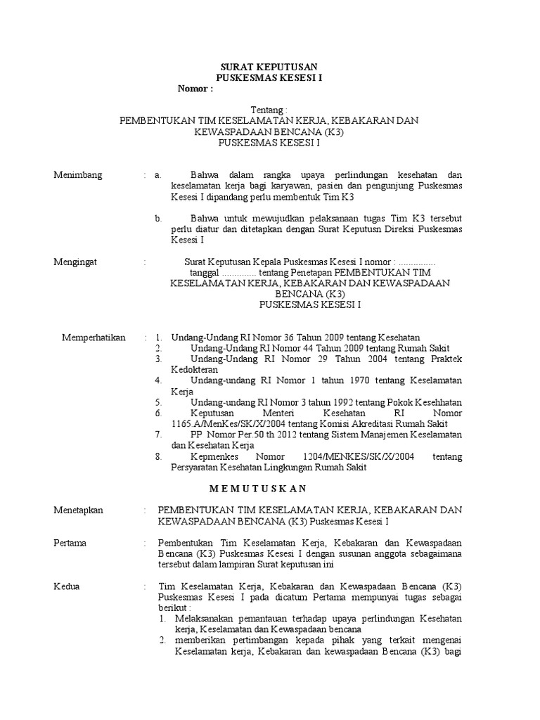 SK Pembentukan Tim k3 | PDF | Sains & Matematika