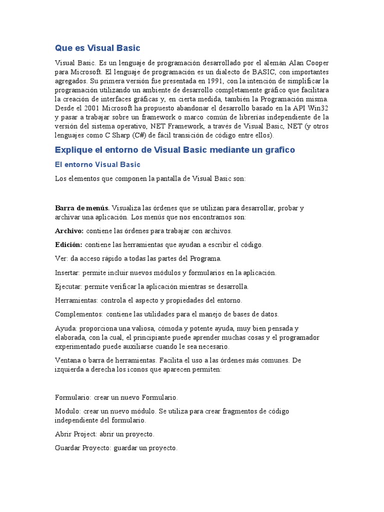 Que Es Visual Basic | PDF | Básico | Gestión de tecnología de la ... Que Es Visual Basic | PDF | Básico | Gestión de tecnología de la ...