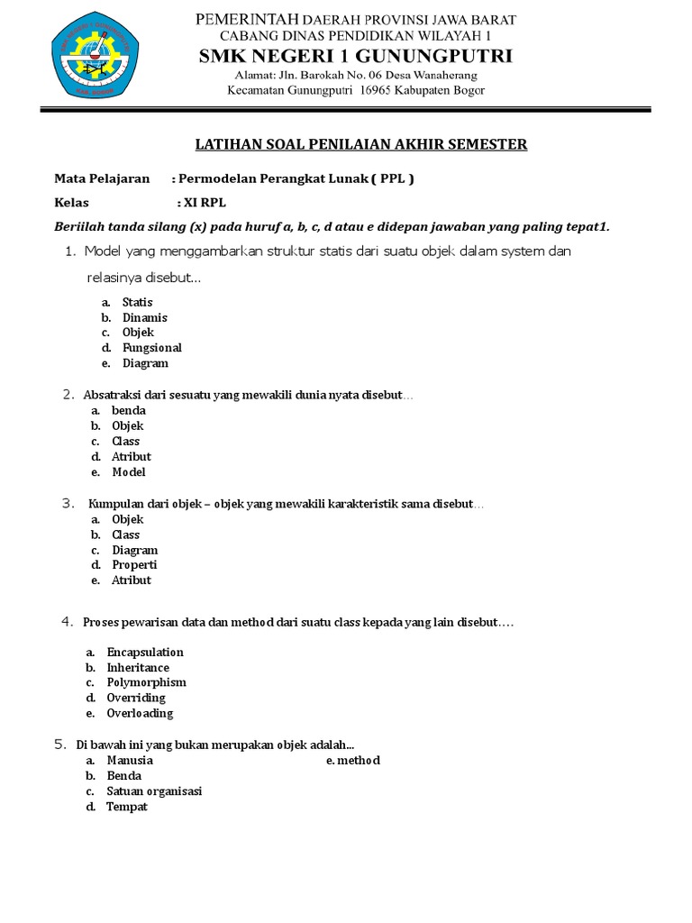 Latihan SOAL PAS PPL RPL | PDF