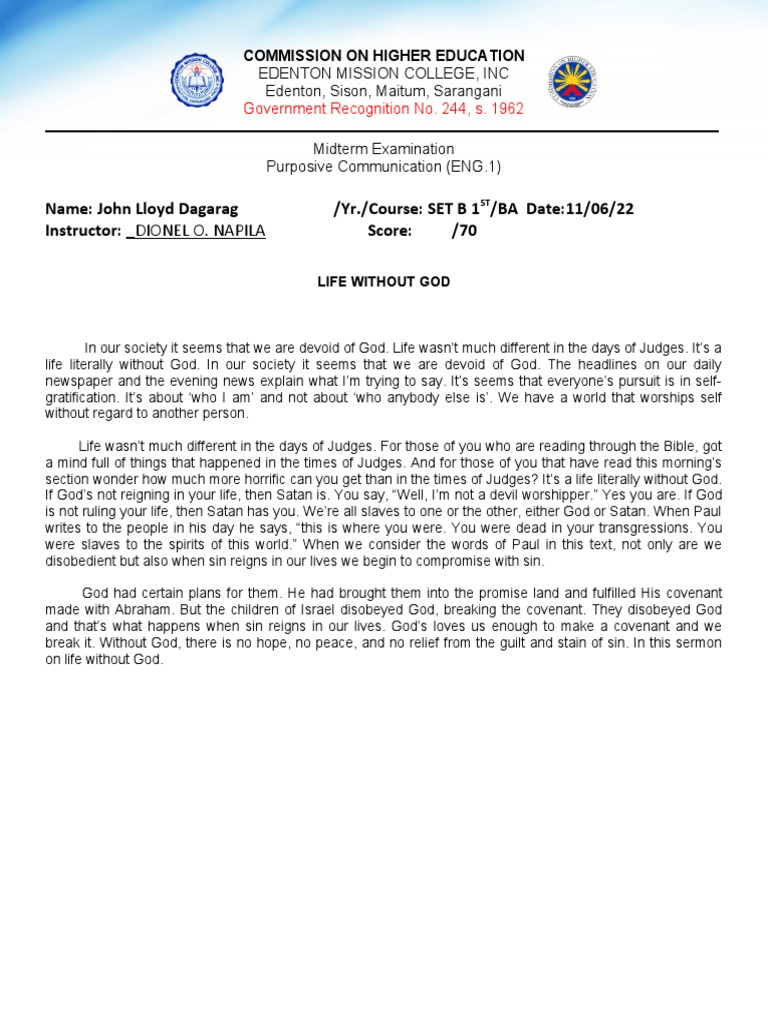 ENGLISH-1-MidTerm-Exam-Speech-Format (1) - 115538 | PDF | Wellness ...