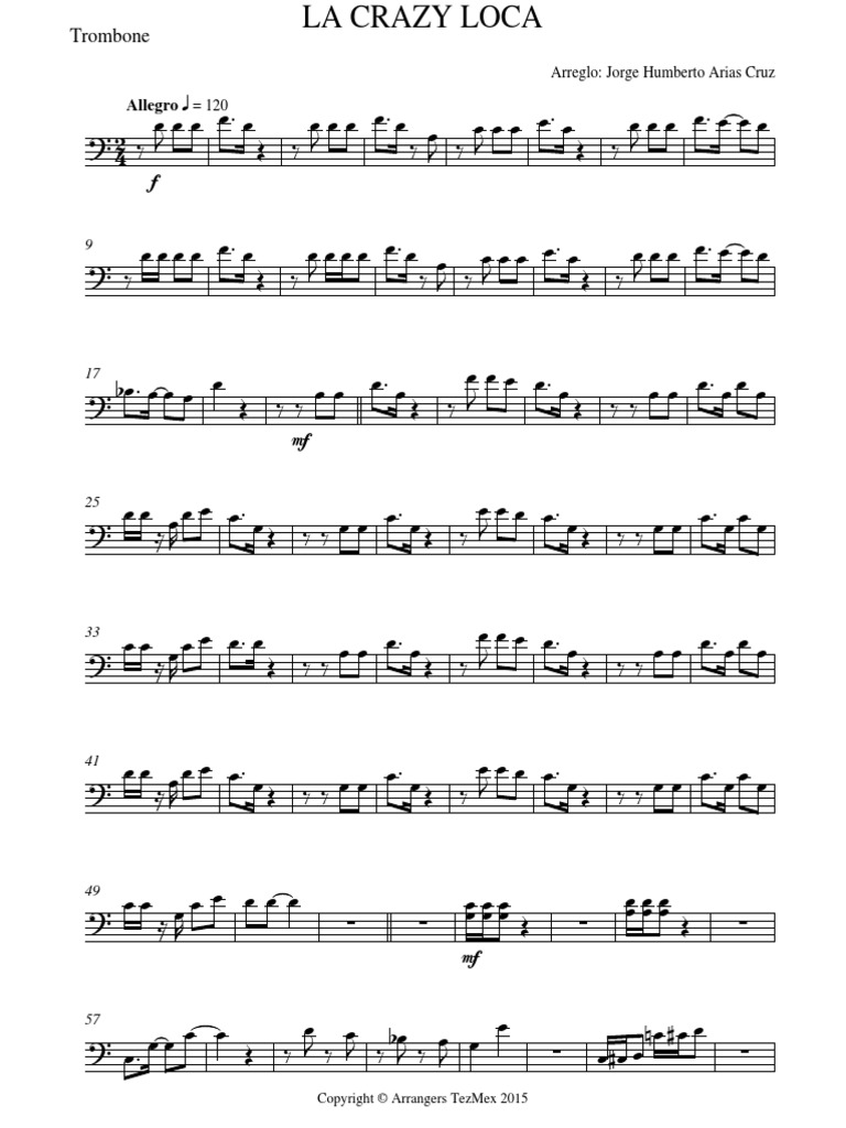 LA CRAZY LOCA Trombone | PDF